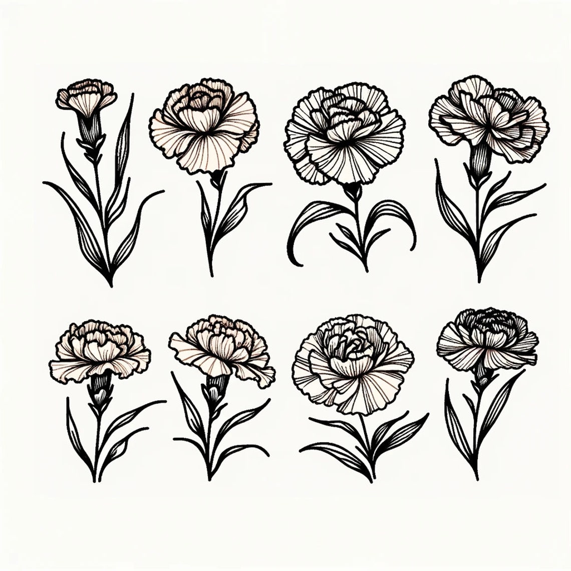 Elegant Carnation SVG Pack - Instant Download - Etsy
