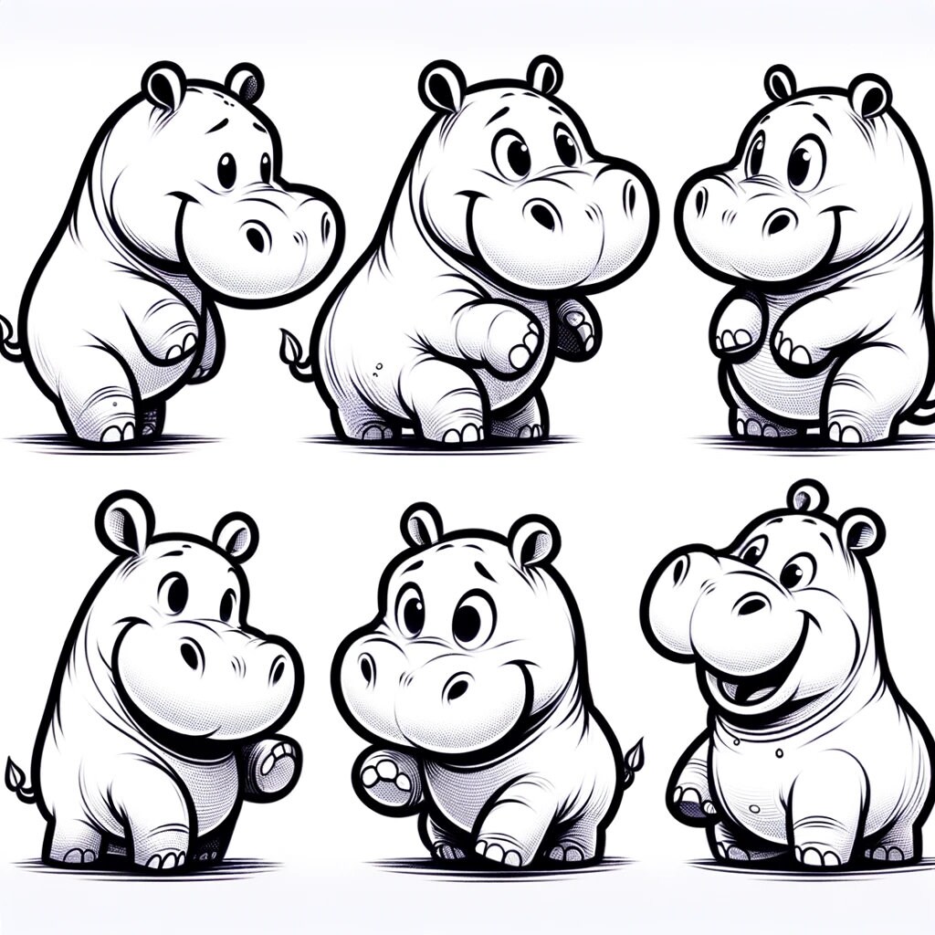 Cute Hippopotamus Mono-line SVG Pack - Instant Download - Etsy