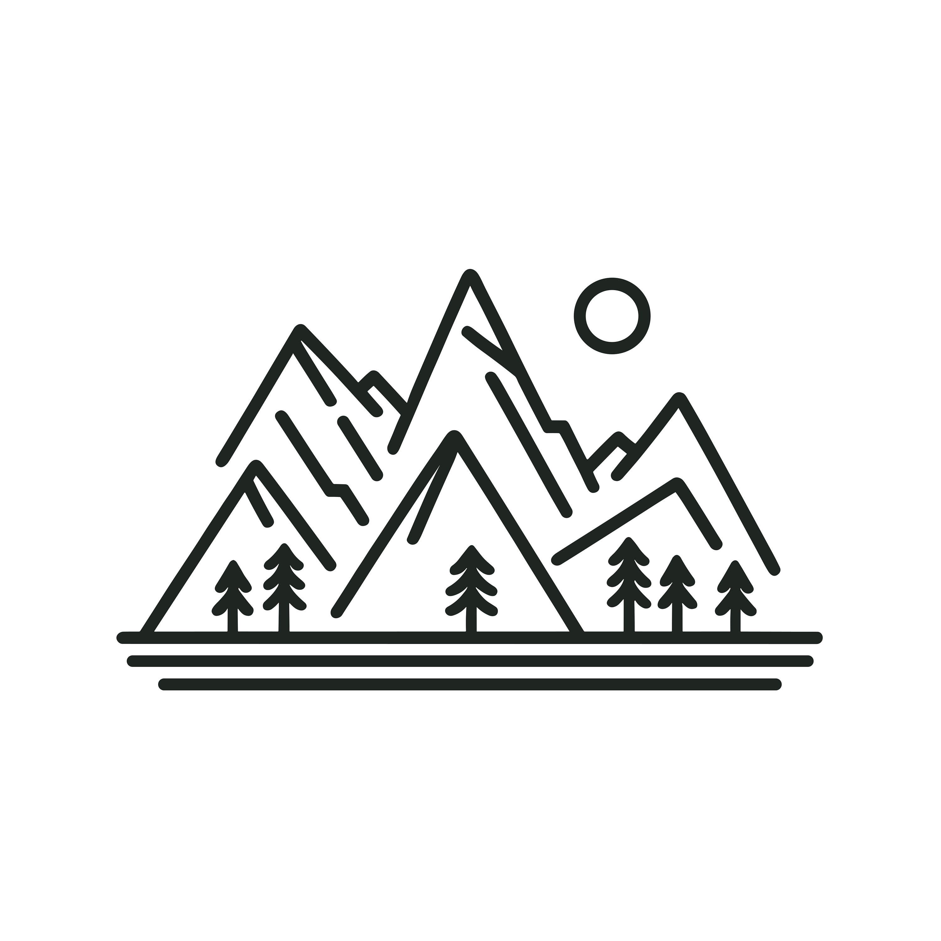 Mountain Range Line Art Pack 2 - Digital SVG & PDF Files for Vinyl ...