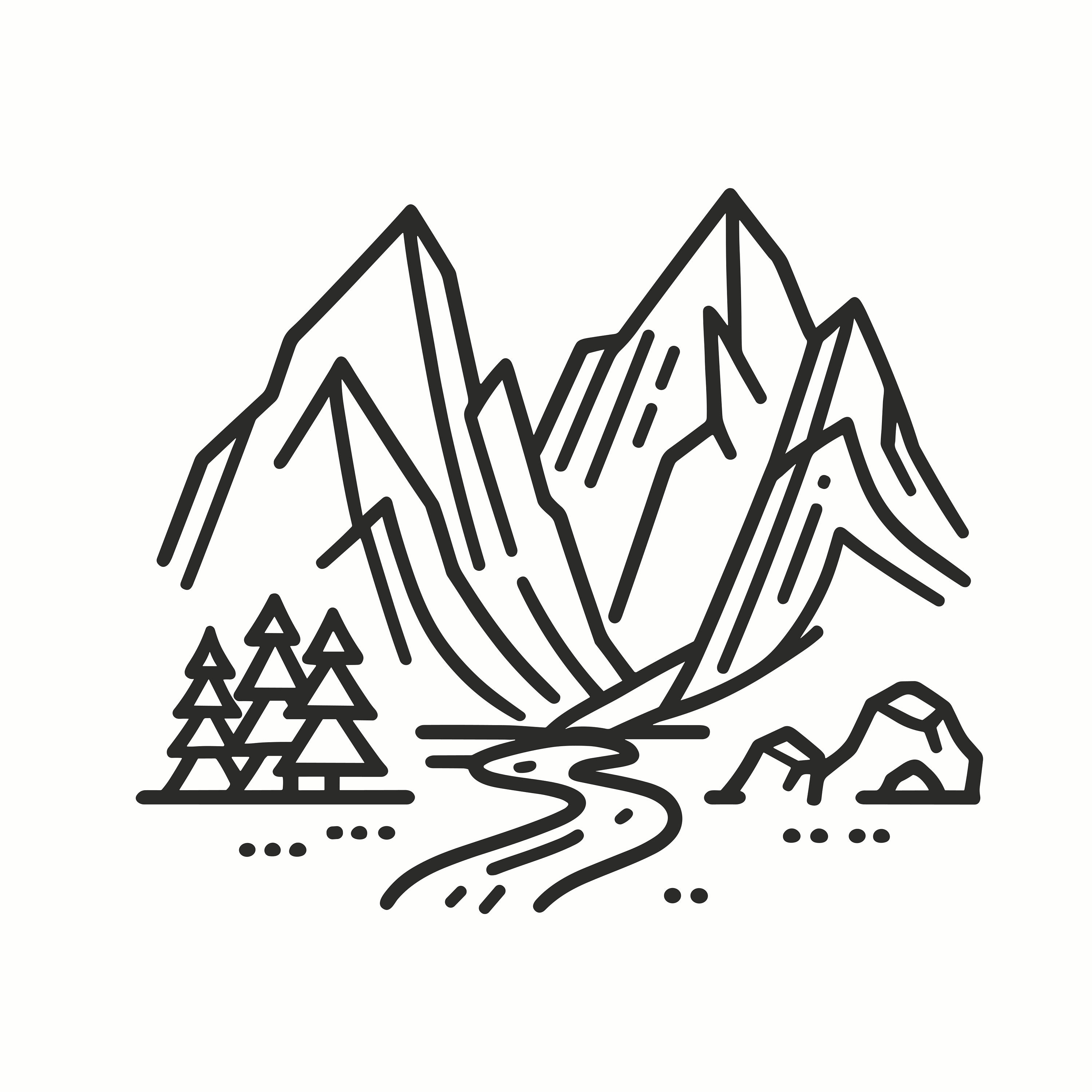Mountain Range Line Art Pack 2 - Digital SVG & PDF Files for Vinyl ...