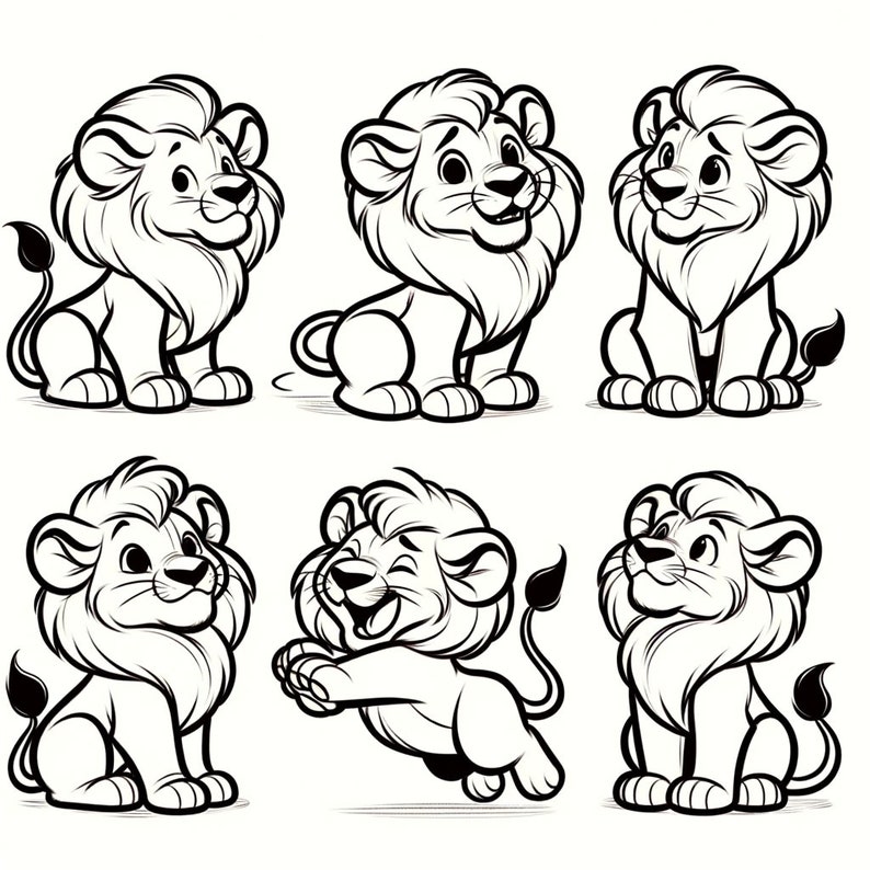 Adorable Lion Mono-line SVG Pack - Etsy