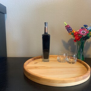 Handcrafted Solid 20 Inch Ash Wood Round Tray - Versatile Home Accent ...