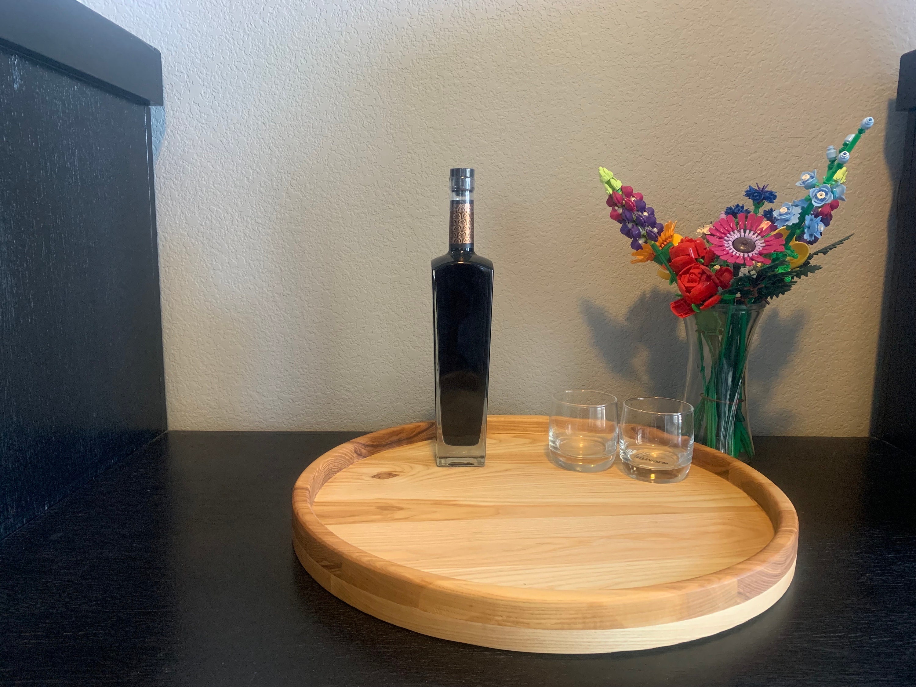 Handcrafted Solid 20 Inch Ash Wood Round Tray - Versatile Home Accent ...