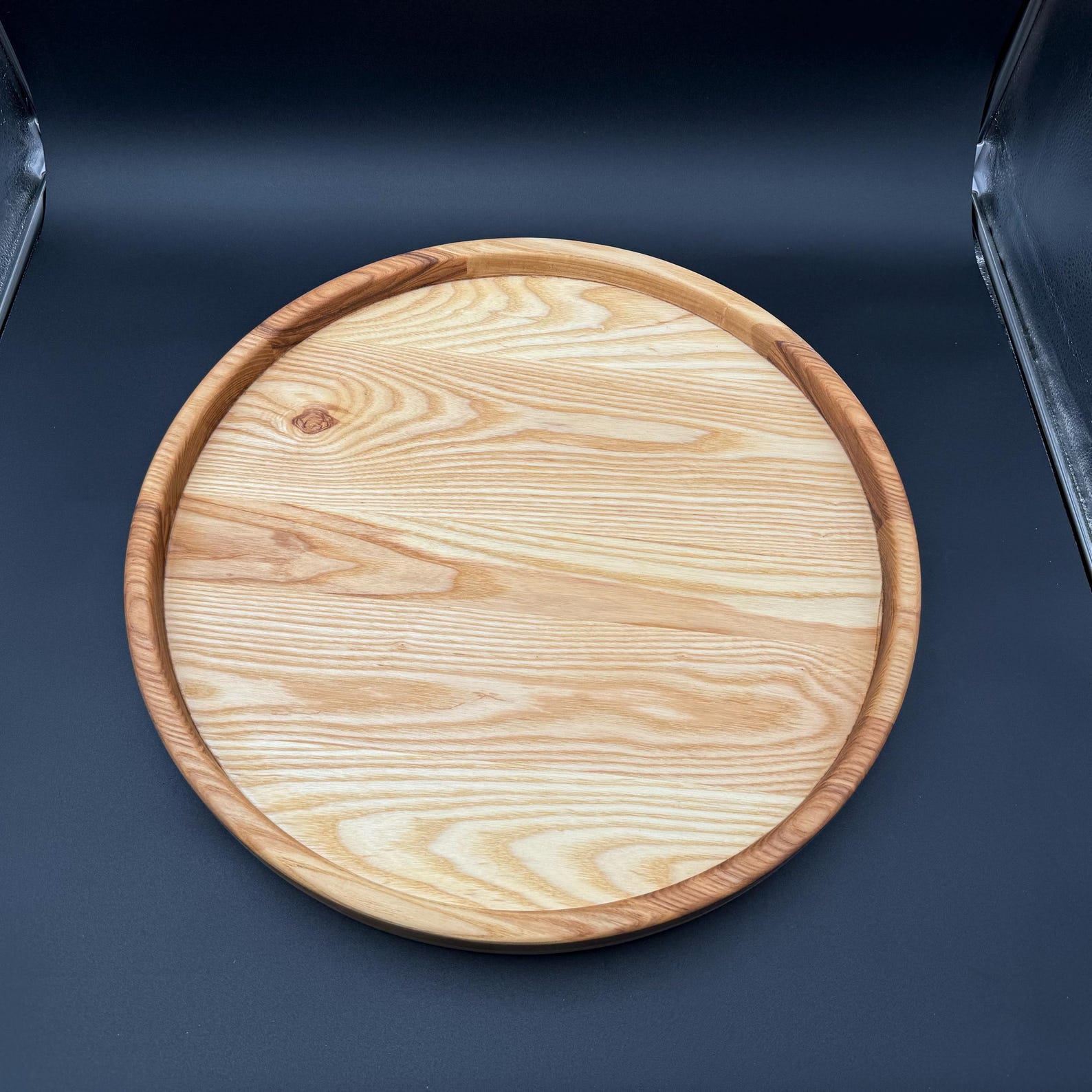 Handcrafted Solid 20 Inch Ash Wood Round Tray - Versatile Home Accent ...