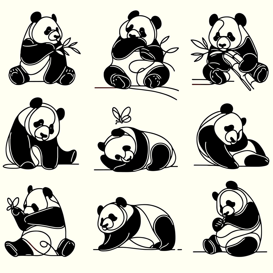 Digital Line Art Style Animals SVG Pack - Lion, Tiger, Penguin, Koala ...