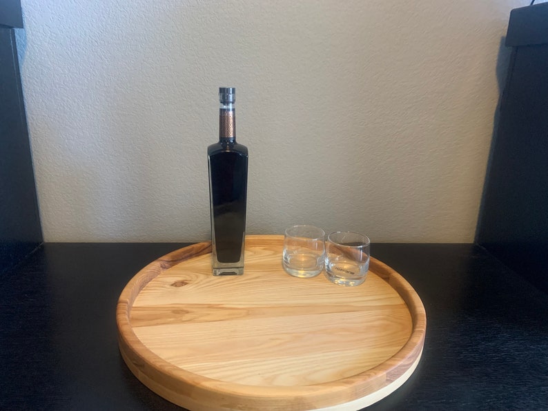 Handcrafted Solid 20 Inch Ash Wood Round Tray - Versatile Home Accent ...
