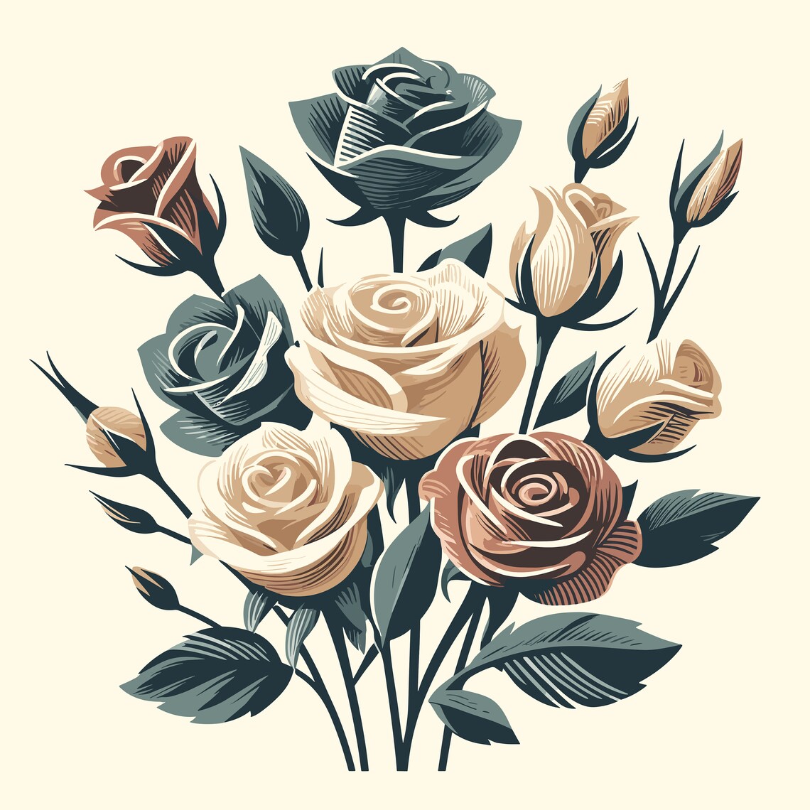 Digital Roses Pack With Delicate Color Enhancements - Instant Download ...