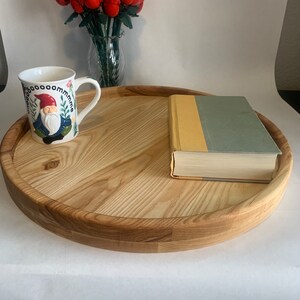 Handcrafted Solid 20 Inch Ash Wood Round Tray - Versatile Home Accent ...