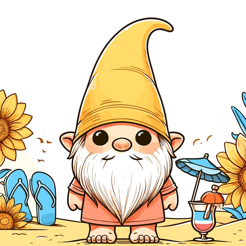 Digital Summer Gnome Pack - Beach and Sunshine Themed Gnome Illustrations - High-resolution PDF ...