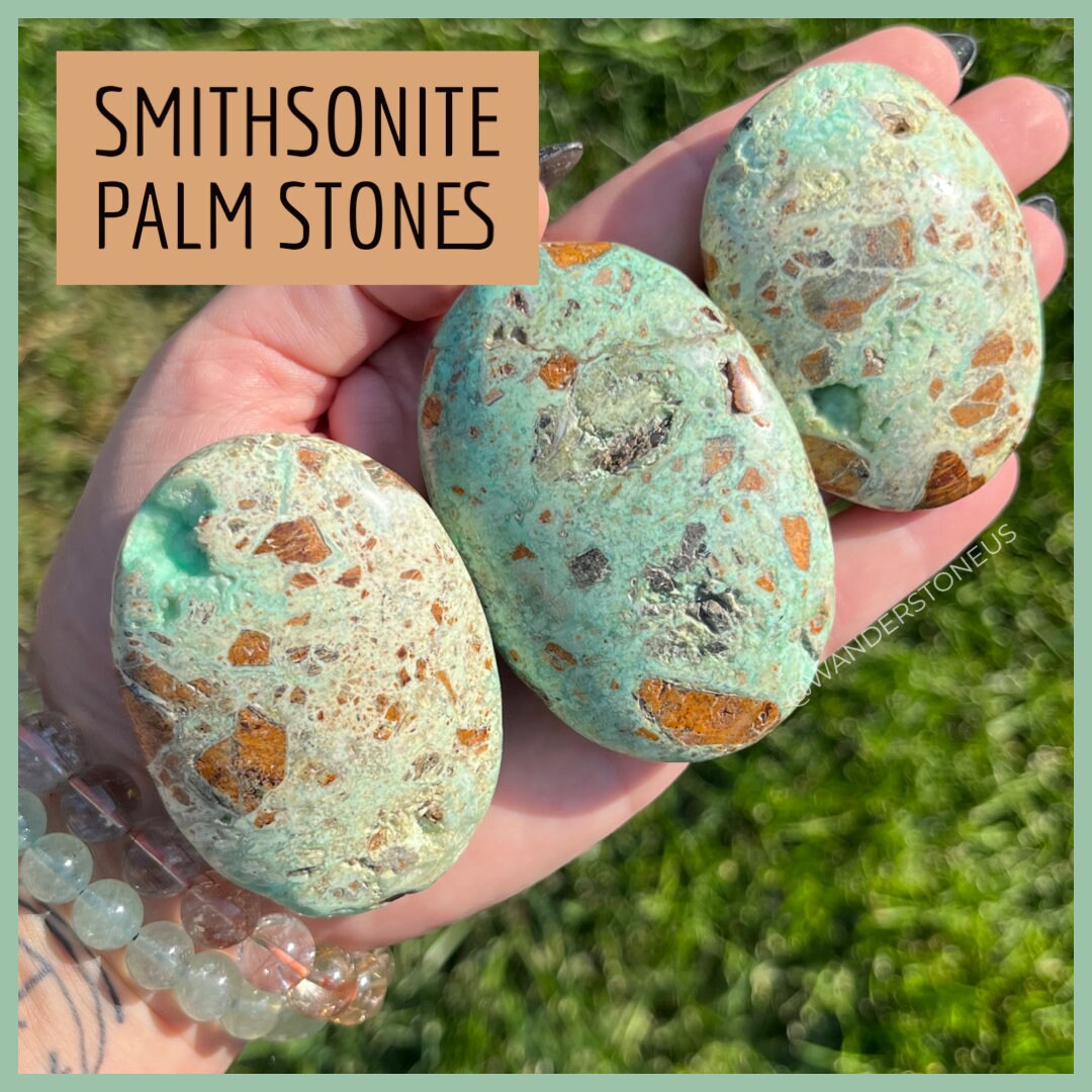 Smithsonite Palm Stone | Rare Crystal Palm Stones | Crystal Palm Stones ...