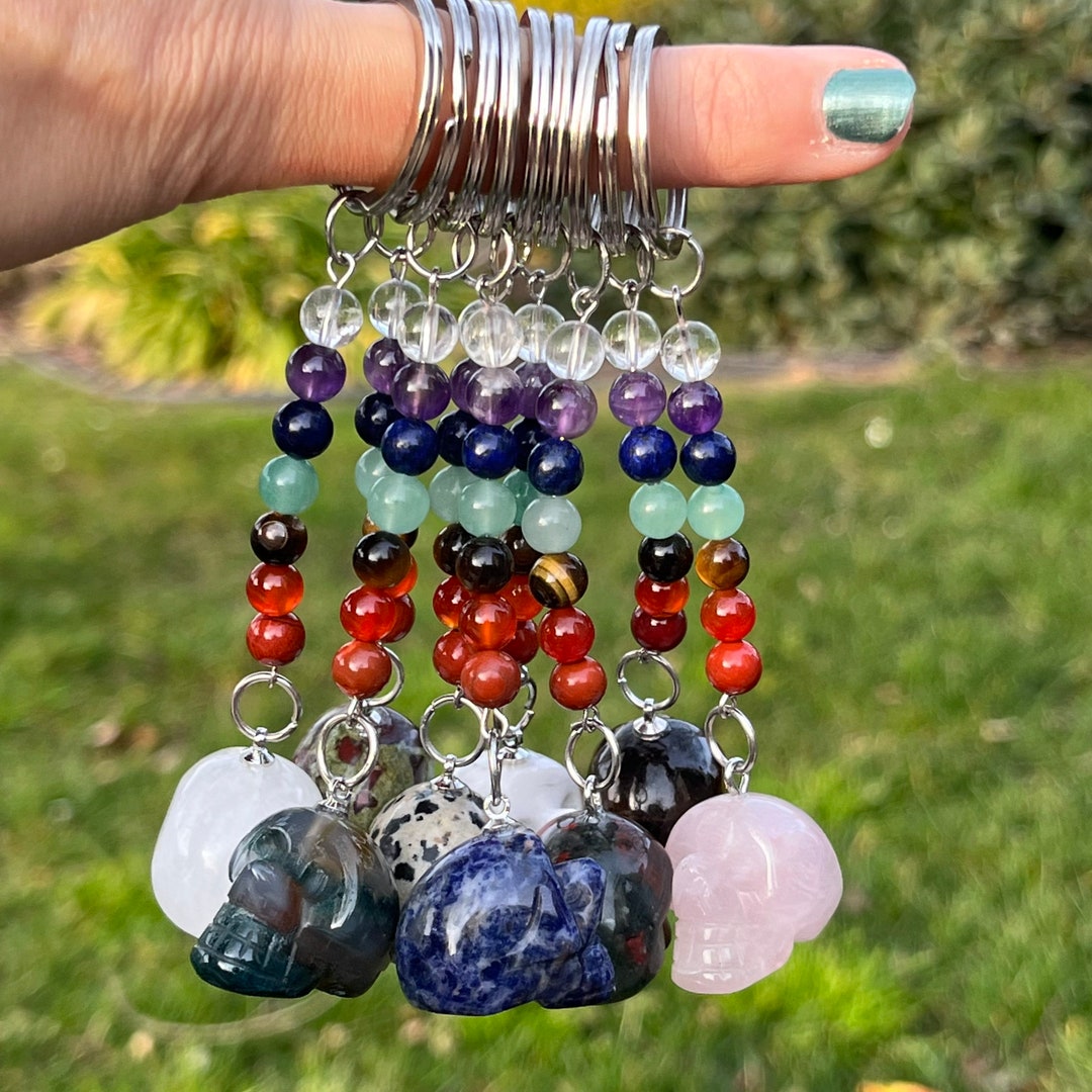 Unique Crystal Skull Keychains | Mini Crystal Skull Keychains | Chakra ...