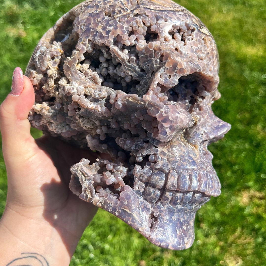 XXXL Crystal Skull Rare Tricolor Grape Agate Skull | Druzy Crystal ...