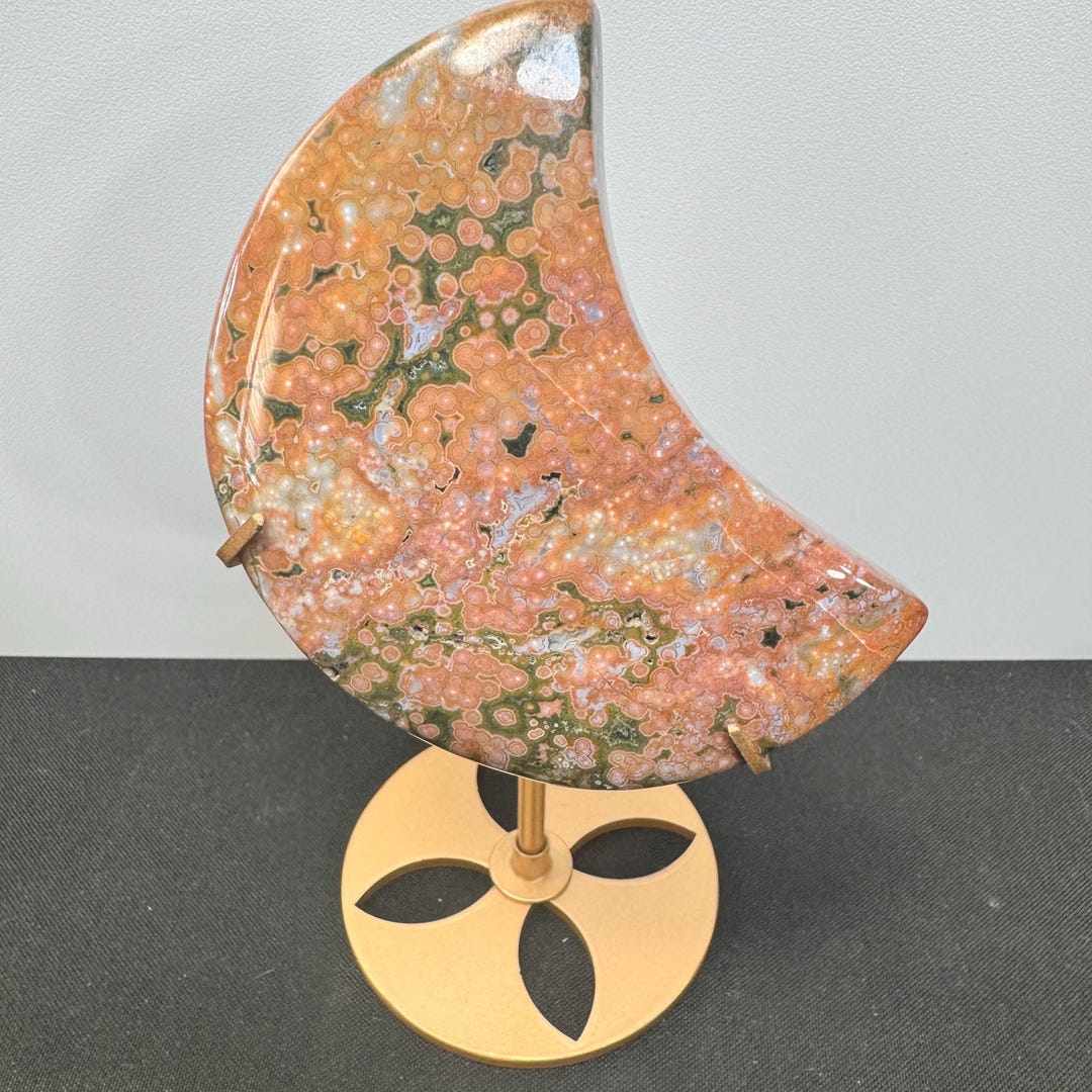 Large Crystal Moon | Orbicular Ocean Jasper Moon | OJ Moon | Ocean ...