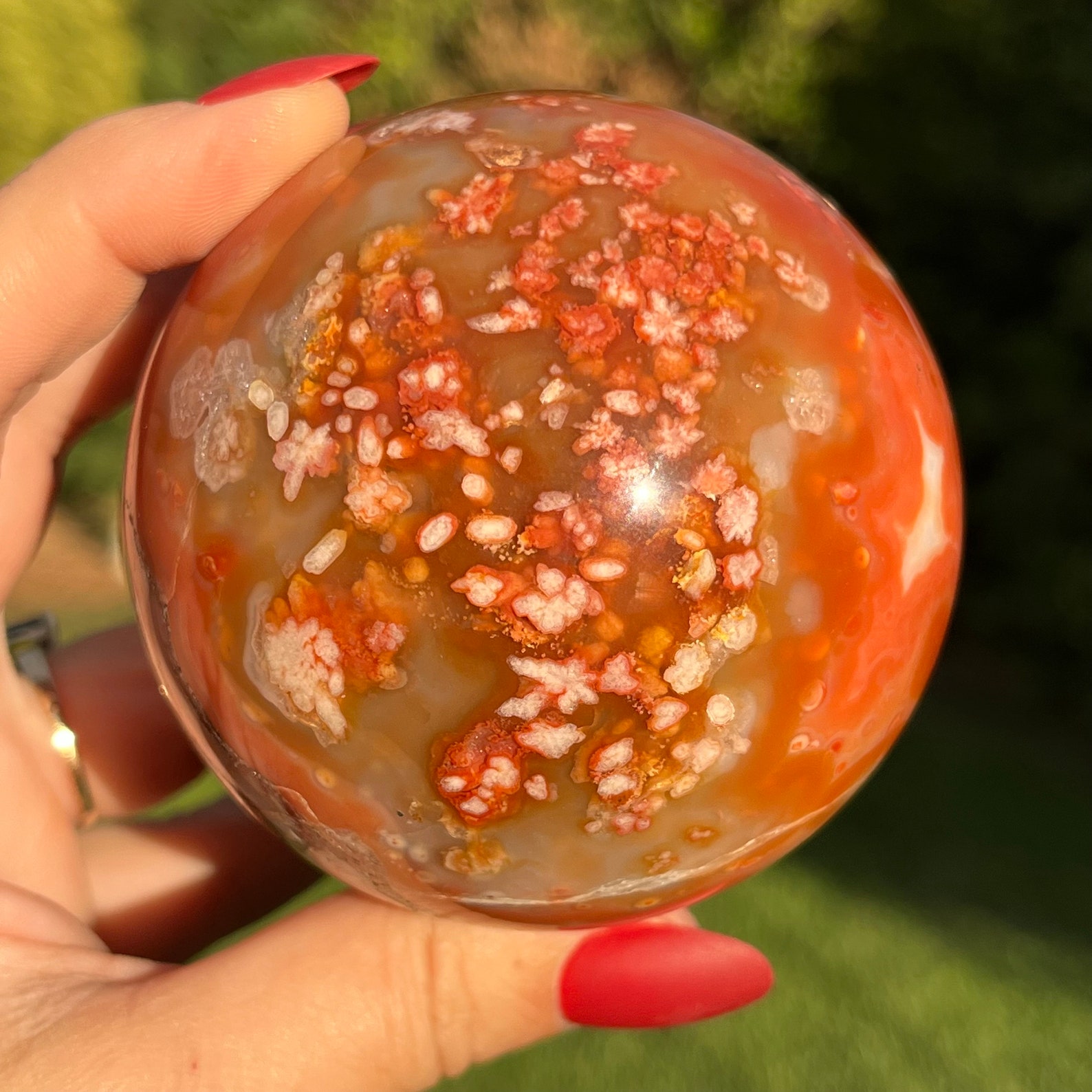 Carnelian Flower Agate Sphere | Carnelian Agate Sphere | Carnelian With ...