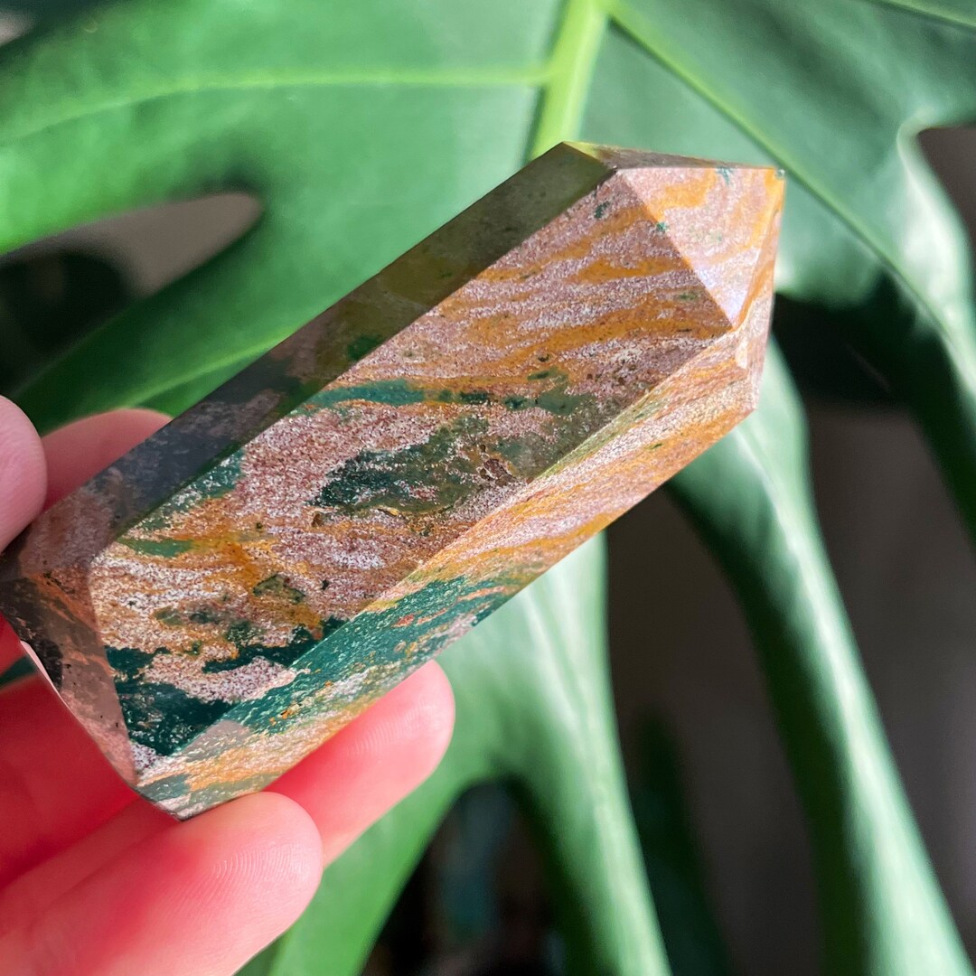 Colorful Ocean Jasper Tower Point Natural Stone Crystal - Etsy