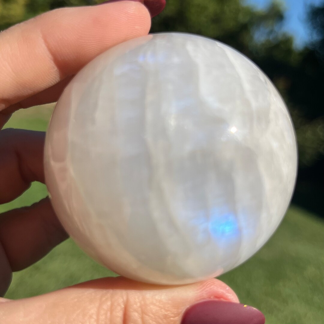 White Moonstone Sphere | Blue Flash Moonstone | Crystal Sphere | White ...