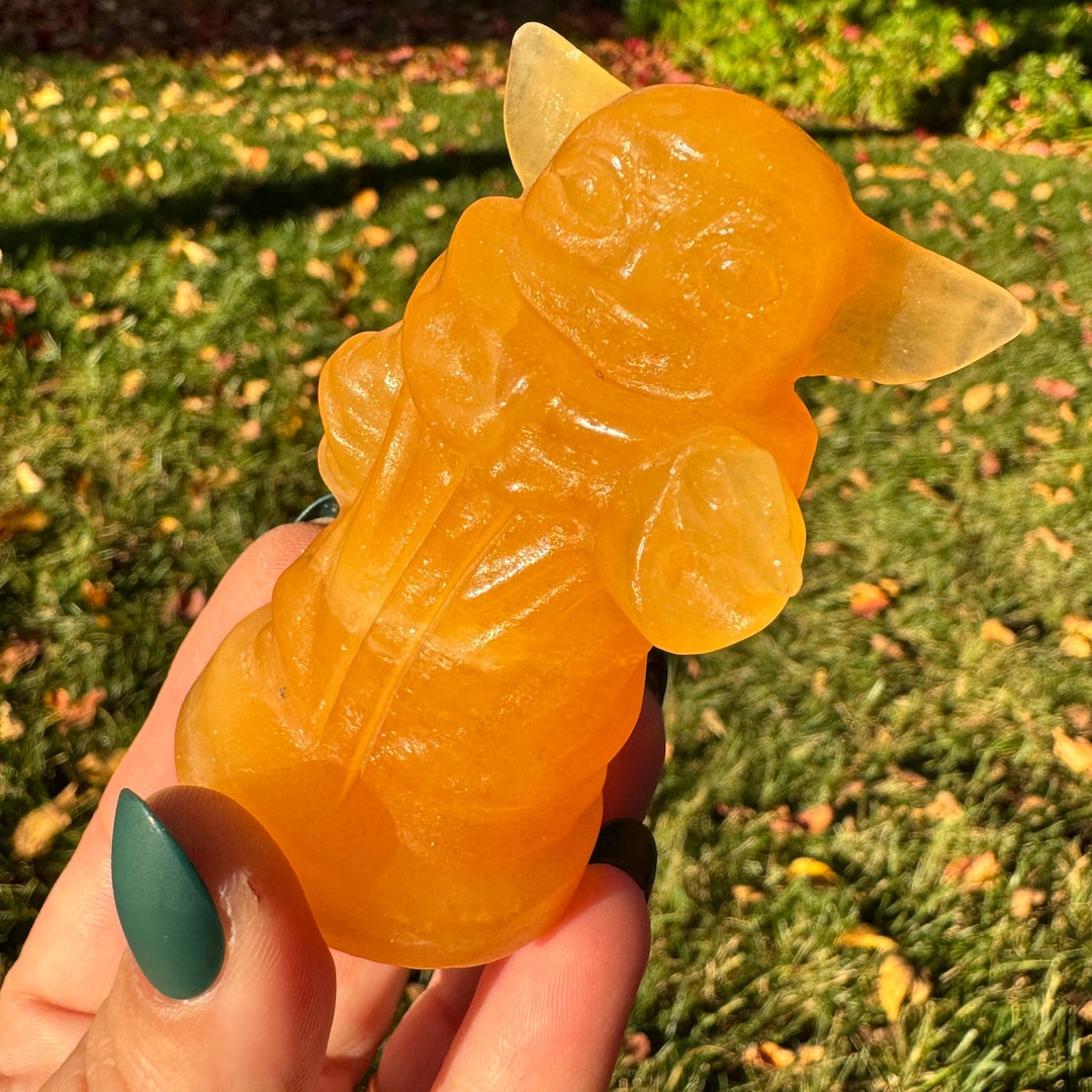 Orange Calcite Yoda | Orange Calcite Yoda Crystal | Star Wars Crystal ...