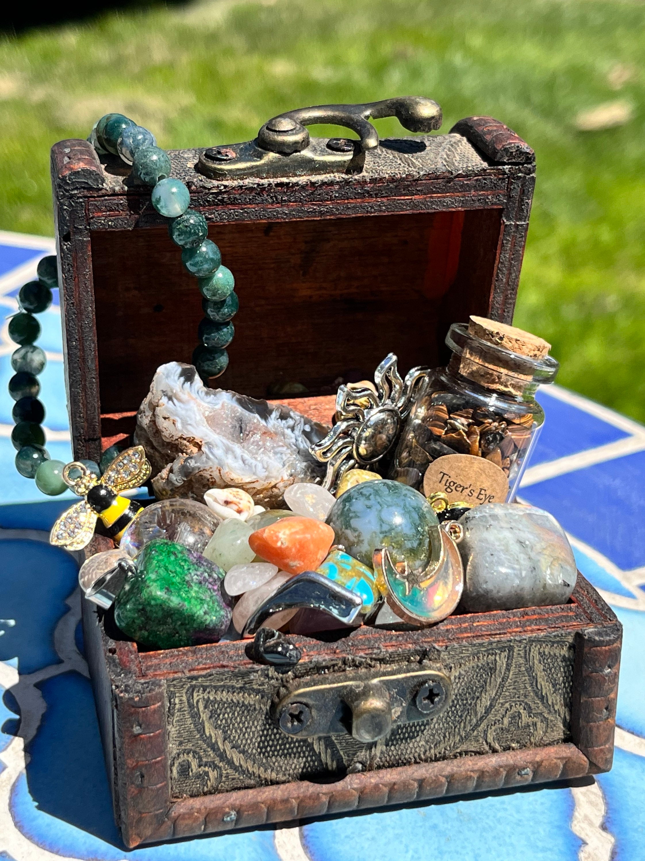 See Video! Mystery Treasure Chest Wooden Box Filled With Crystal ...