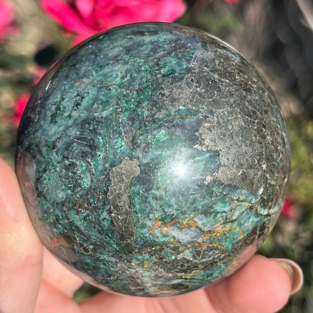 Jade and Pyrite Sphere | Jade Crystal Sphere | Pyrite Sphere - Etsy