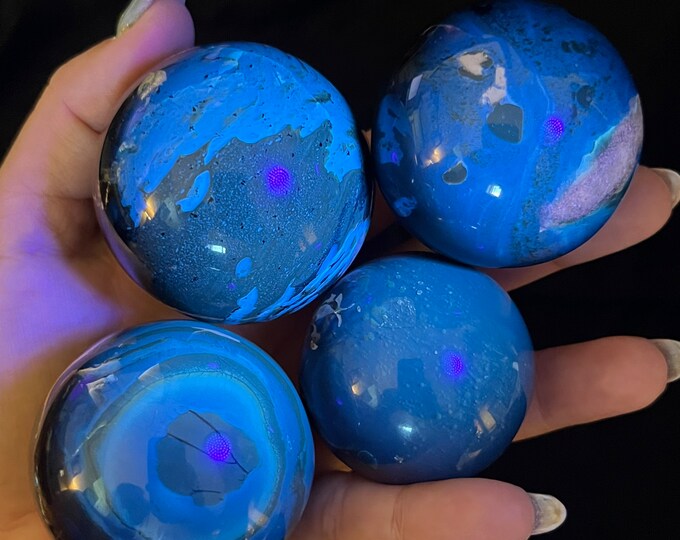 Sumatran Blue Amber Spheres UV Reactive Spheres Genuine Amber Sphere ...