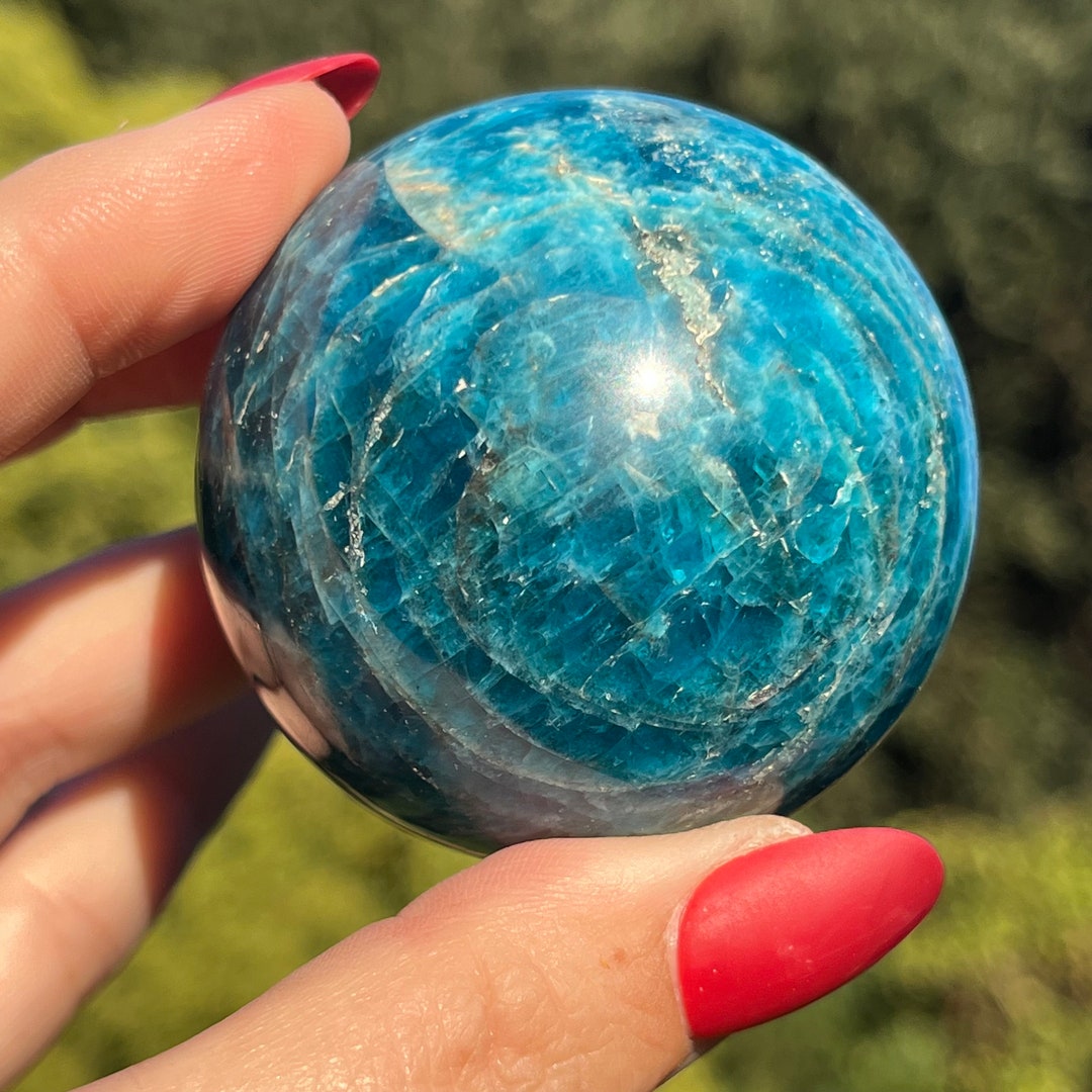 Blue Apatite Sphere | Blue Crystal Sphere | Blue Crystals - Etsy