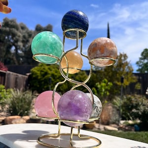 Gold Crystal Sphere Stand | 7 Sphere Stand | Sphere Holder | Crystal ...