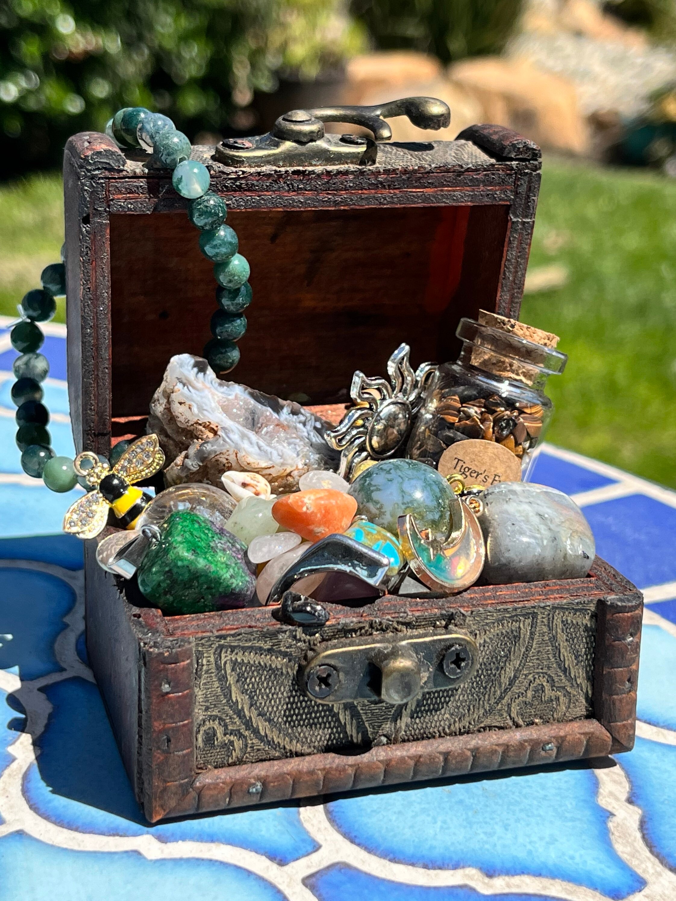 See Video! Mystery Treasure Chest Wooden Box Filled With Crystal ...