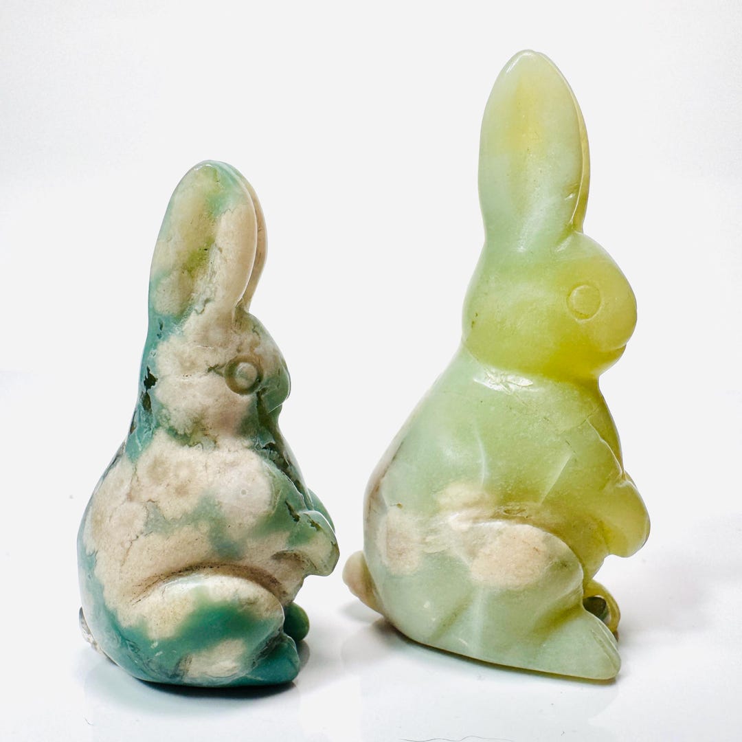 Flower Agate Rabbit | Rabbit Crystals | Bunny Rabbit Figurine | Crystal ...