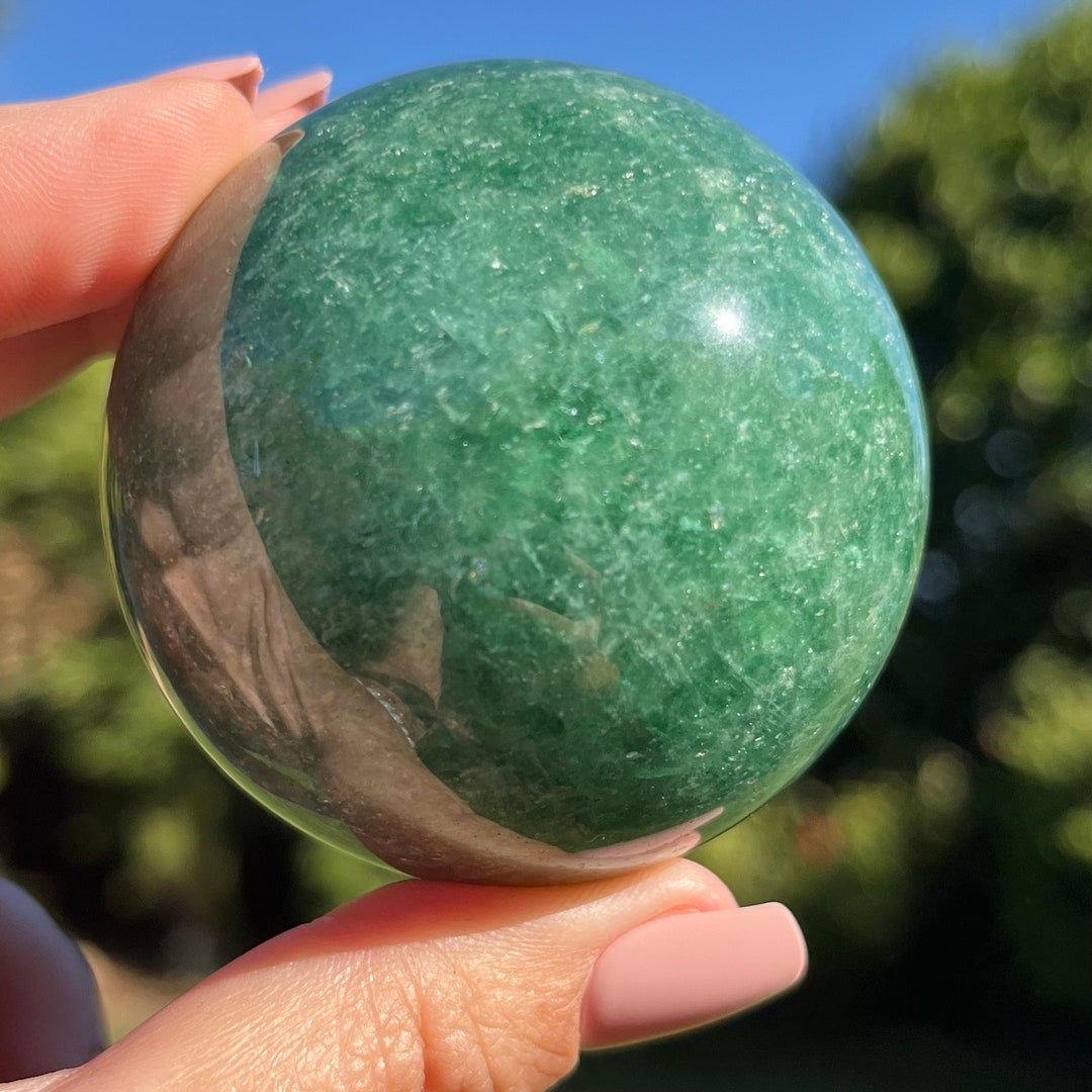 Gemmy Sparkly Green Strawberry Sphere | Strawberry Quartz Sphere ...