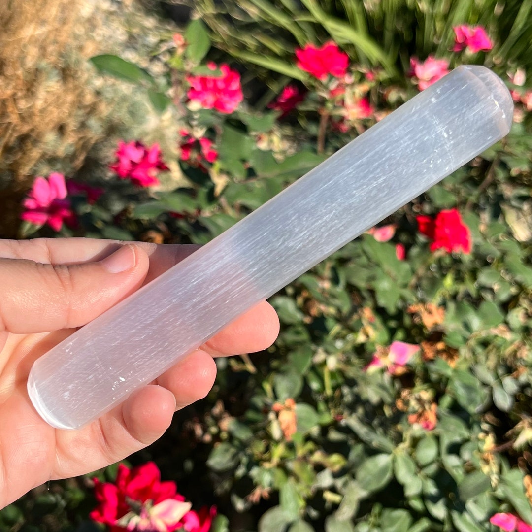 Flashy Satin Spar Selenite Charging Point Stick Wand Reiki ~ Polished ...