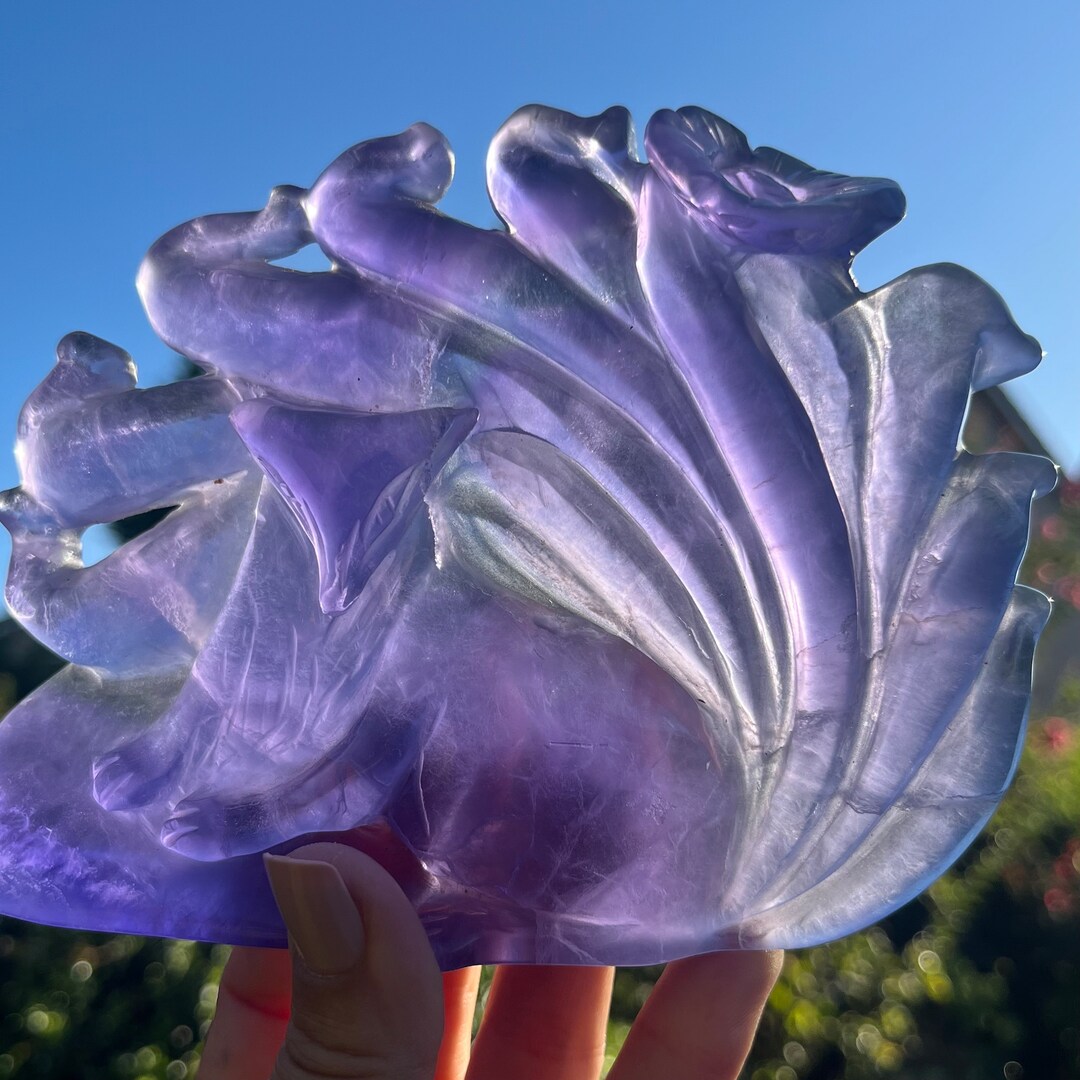 XL Purple Fluorite 9 Tail Fox | Crystal Nine Tail Fox | 9 Tail Fox ...