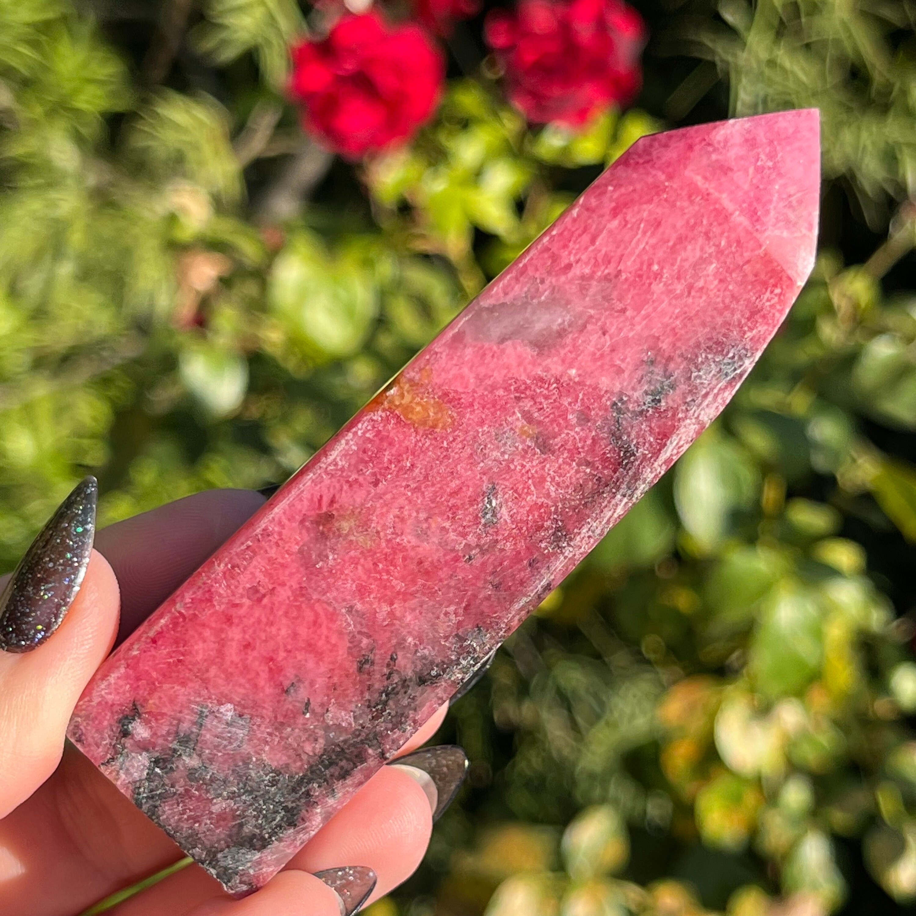 Gemmy Rhodonite Tower | Pink Crystal Tower | Gem Rhodonite - Etsy