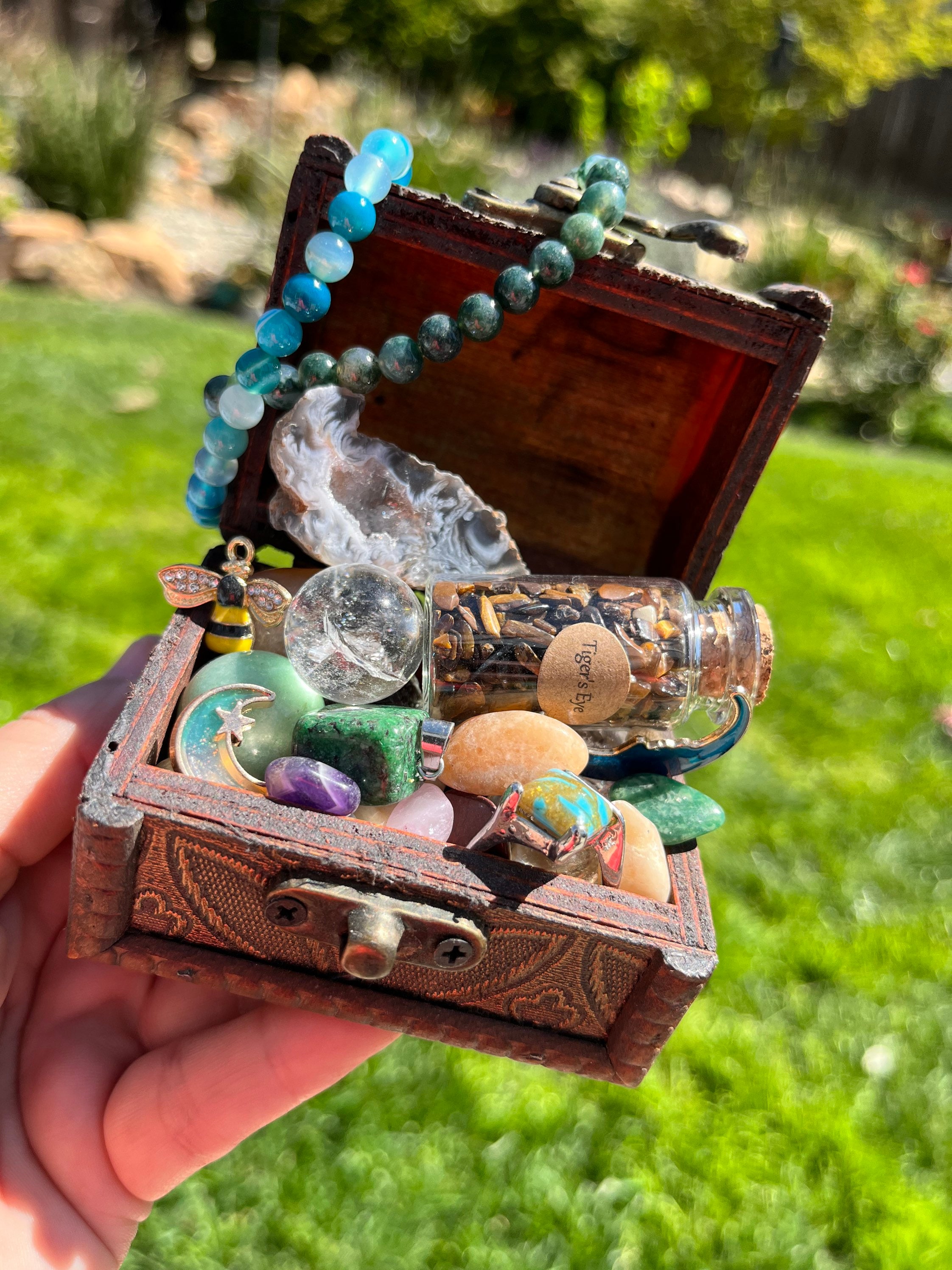 See Video! Mystery Treasure Chest Wooden Box Filled With Crystal ...