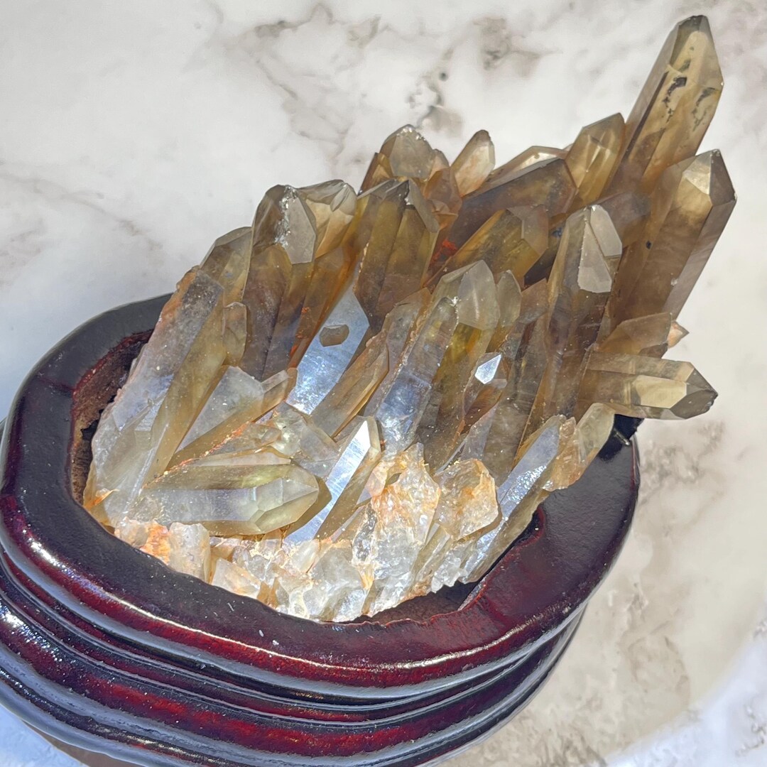Natural Smoky Citrine Cluster on Display Stand | Raw Smoky Citrine ...