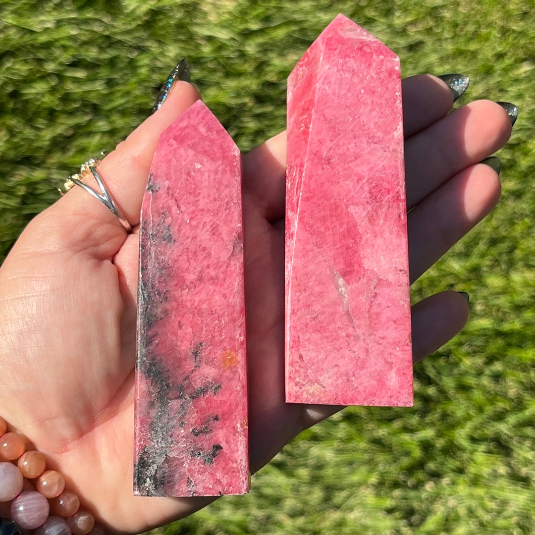 Gemmy Rhodonite Tower | Pink Crystal Tower | Gem Rhodonite - Etsy