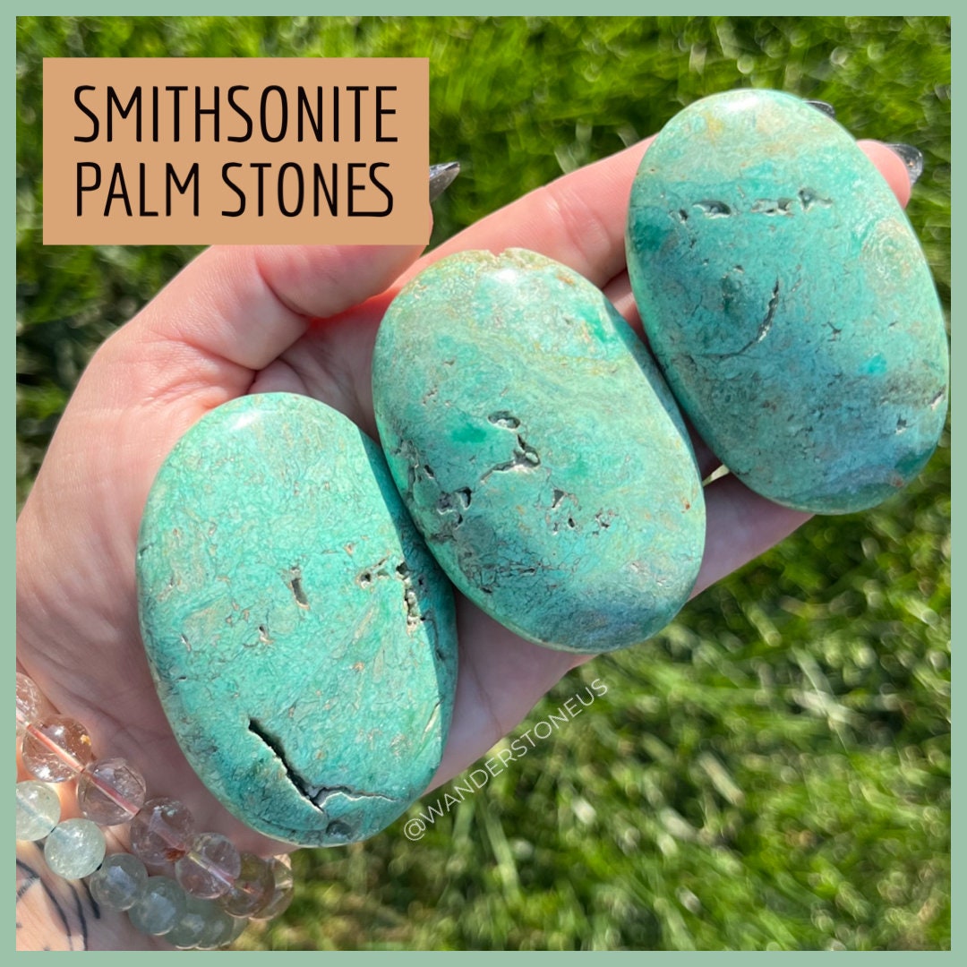 Smithsonite Palm Stone | Rare Crystal Palm Stones | Crystal Palm Stones ...