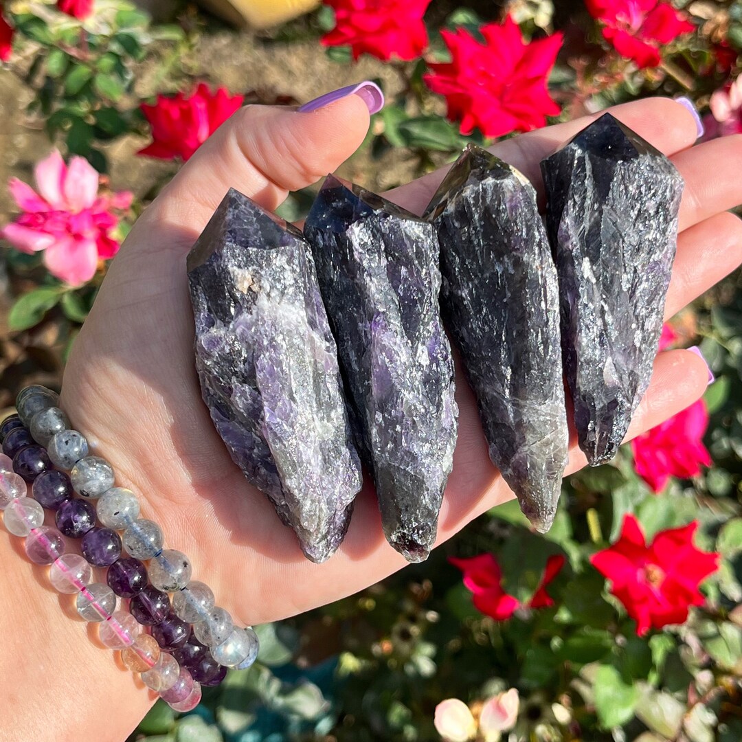 3 Raw Bahia Amethyst Scepter Dragon Tooth Wand Point Crystal Scepter ...
