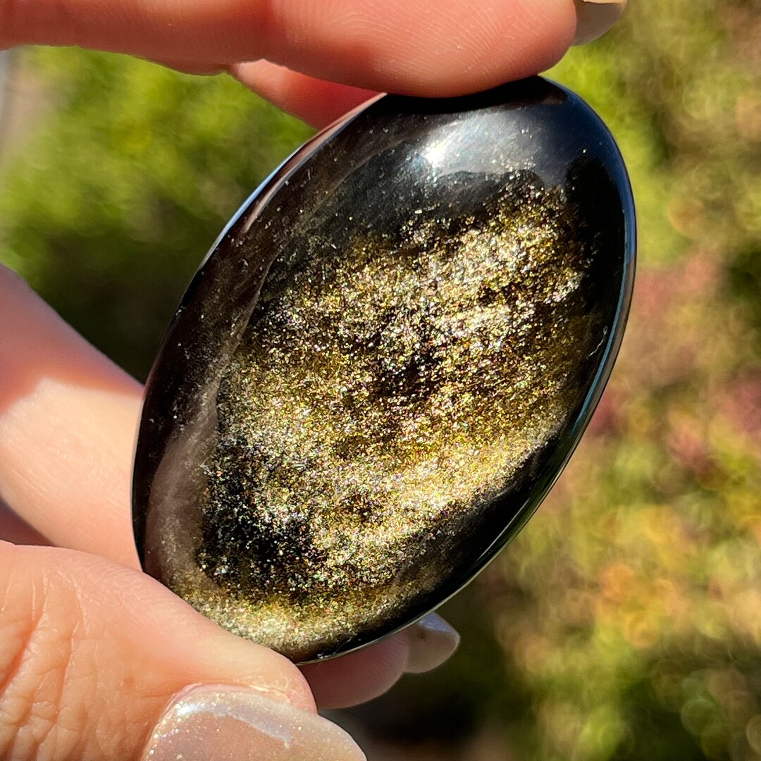 Gold Sheen Obsidian Palm Stone Obsidian Tumbles Obsidian - Etsy