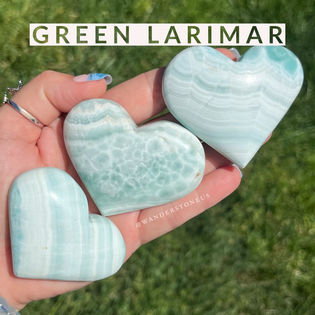 Green Larimar Heart | Snowflake Jade Hearts | Crystal Hearts - Etsy