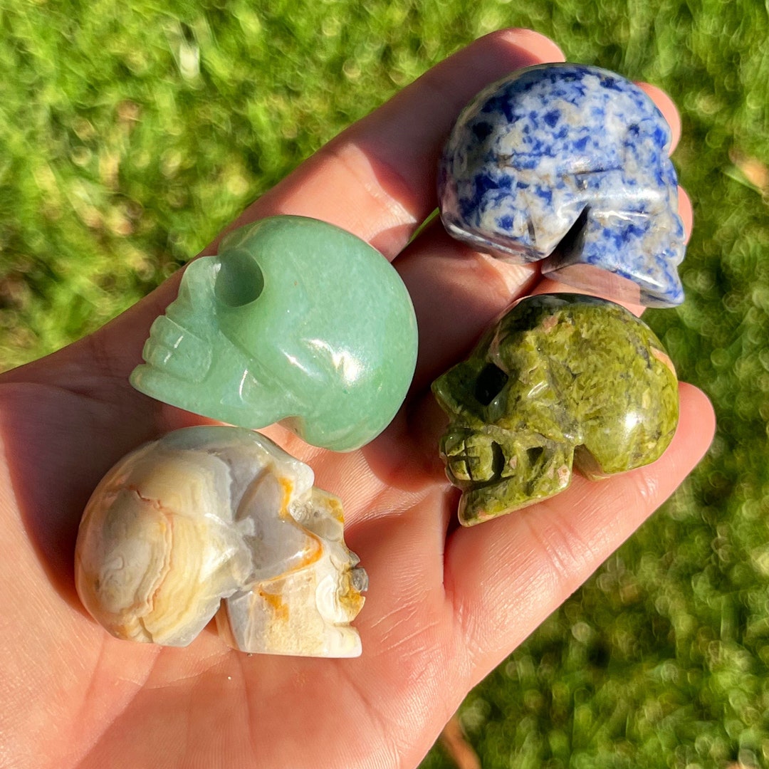2” Crystal Mini Skull Polished Natural Carved Stone Carved Minerals ...