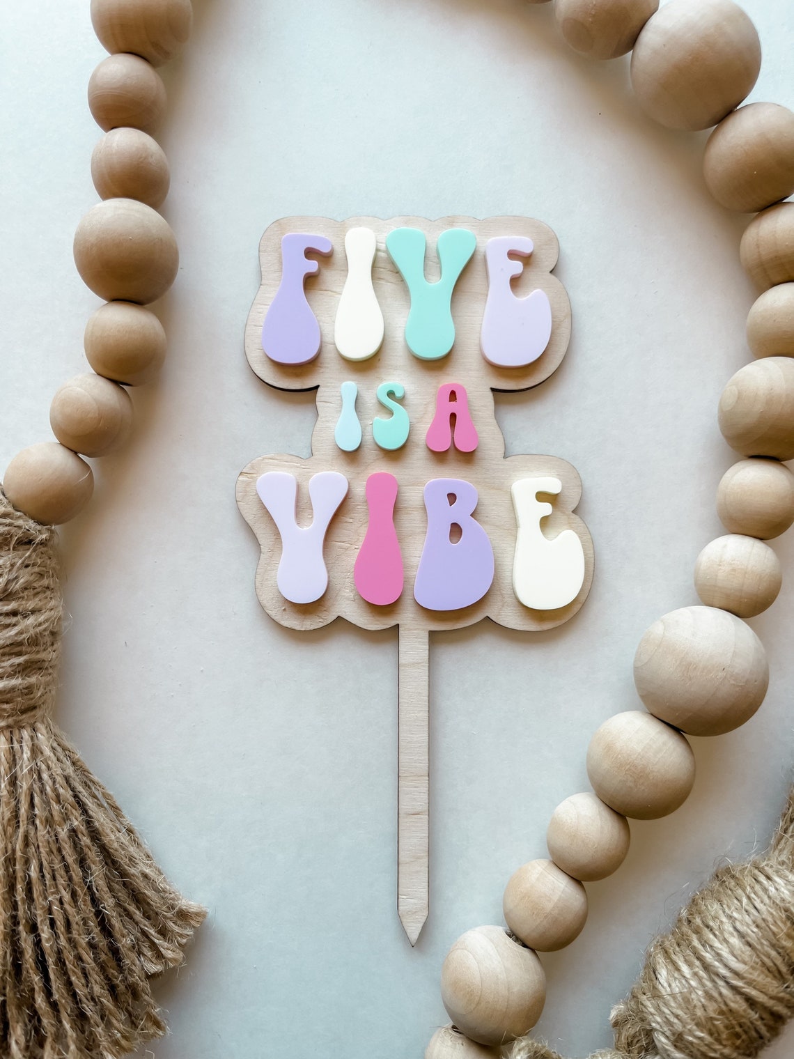 Five is A Vibe Cake Topper Retro Cake Topper 5th Birthday - Etsy