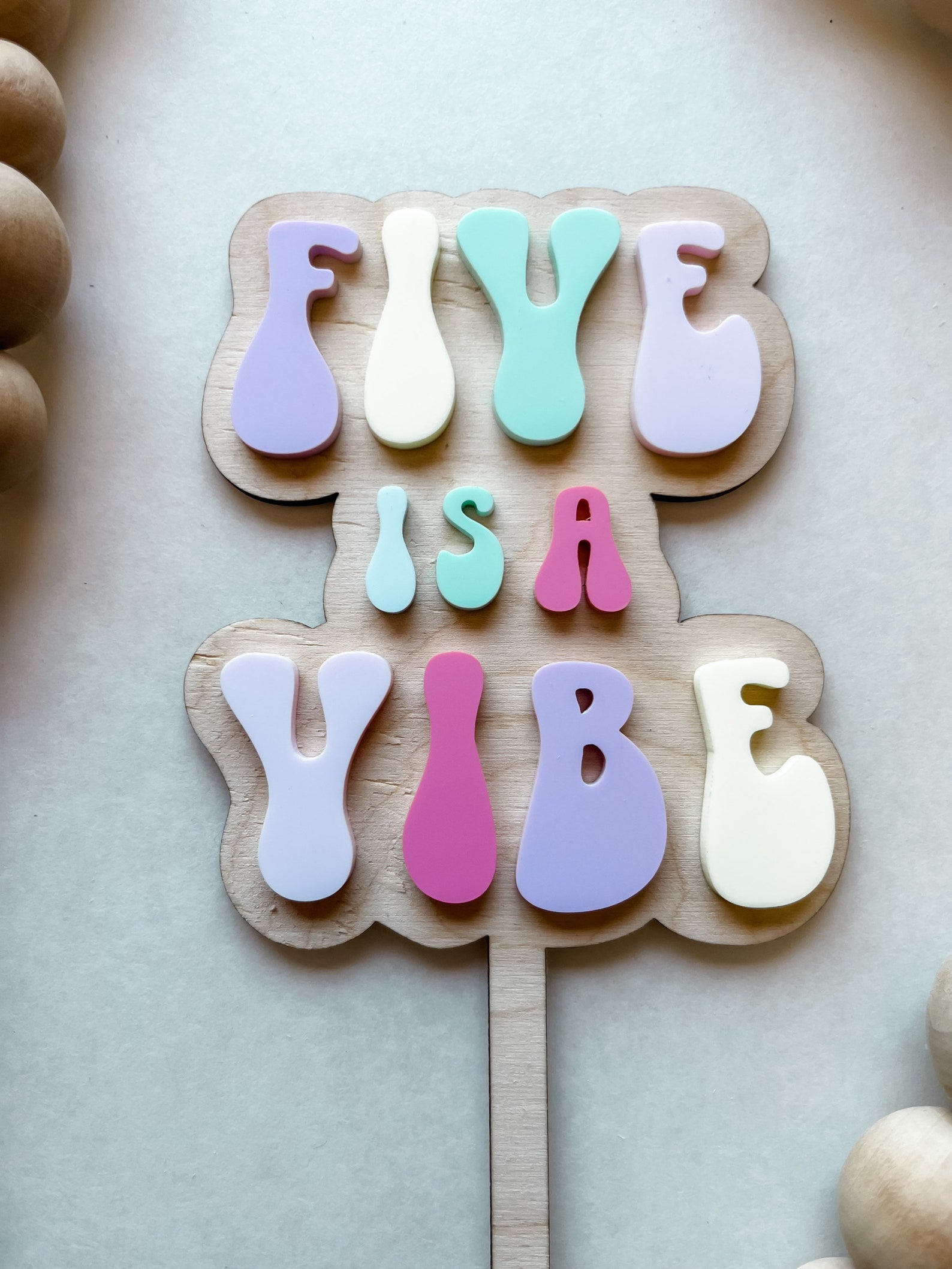 Five is A Vibe Cake Topper Retro Cake Topper 5th Birthday - Etsy