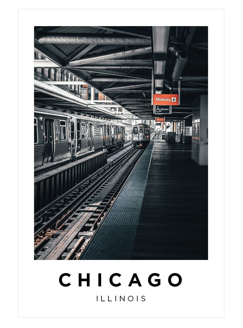 Chicago Train Poster Chicago Street Wall Art Chi Town - Etsy