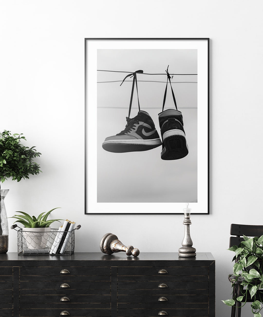 Black and White Jordan Sneakers Poster, Jordans Wall Art, Shoes Wall ...