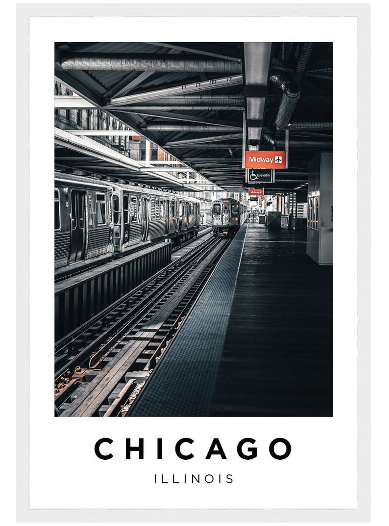 Chicago Train Poster Chicago Street Wall Art Chi Town - Etsy