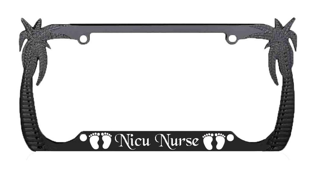 Nicu Nurse License Frame Gift palm Tree Design Metal Auto License Plate ...