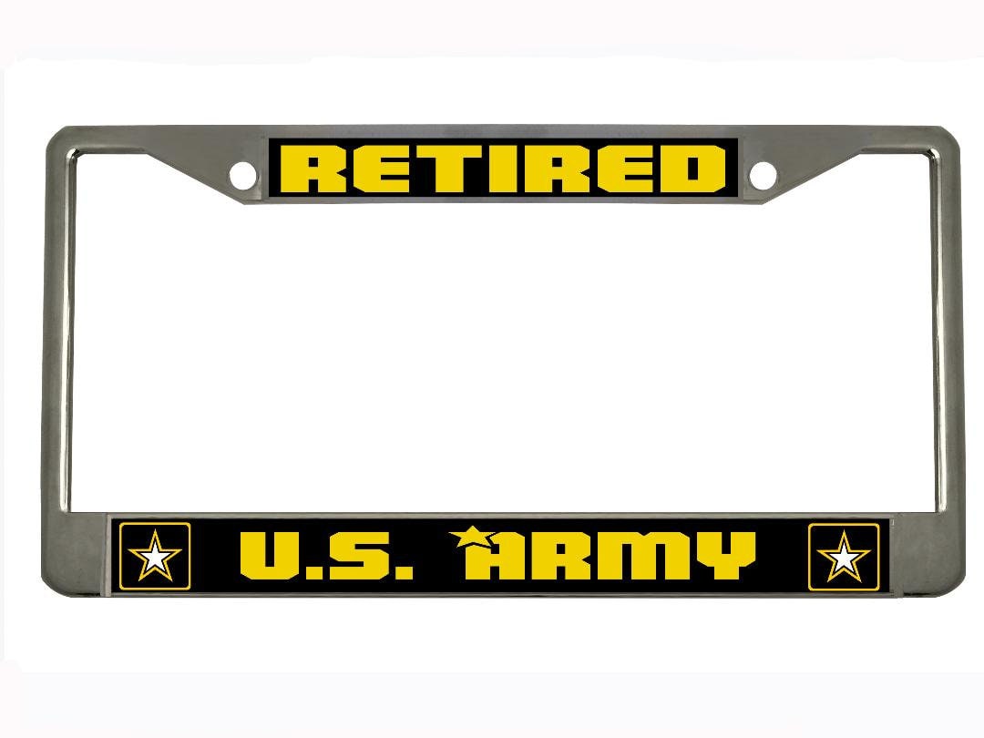 U.S. Army Retired Design Heavy Duty Metal Car License Plate Frame Auto ...