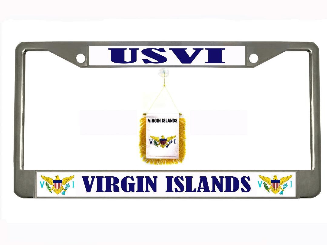 USVI Virgin Islands Chrome Metal Auto License Plate Frame Car Tag ...