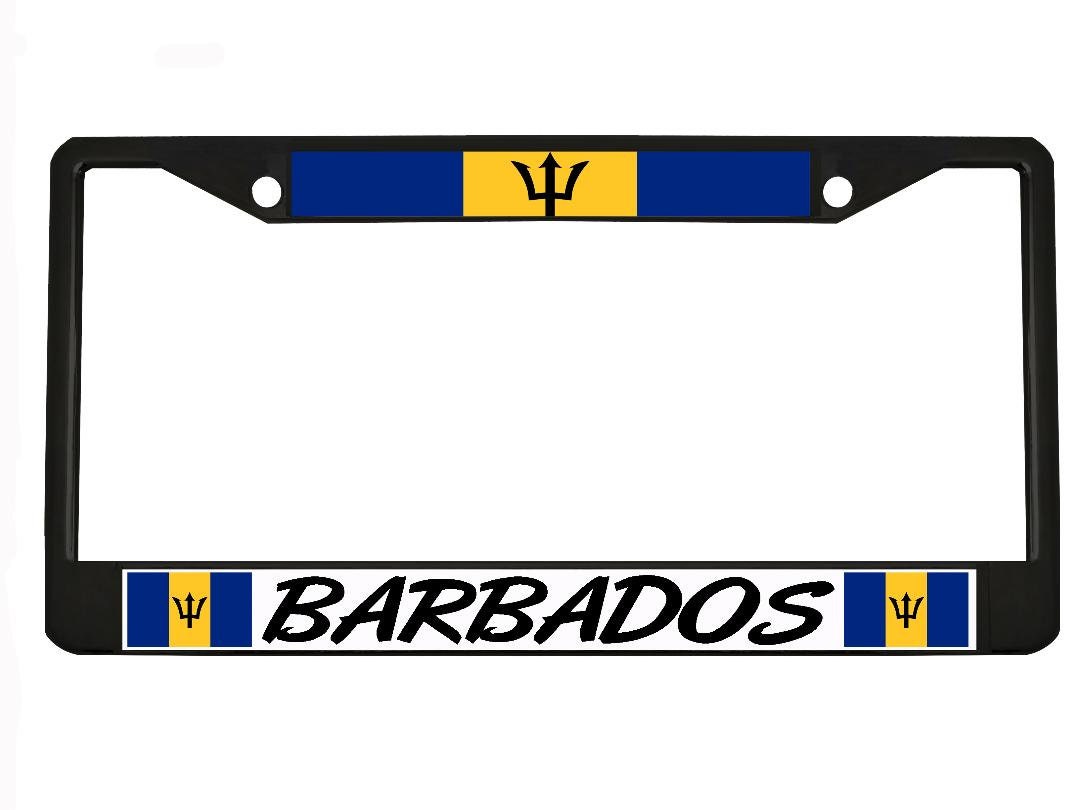 Barbados With Flag Design Heavy Duty Metal Car License Plate Frame Auto ...