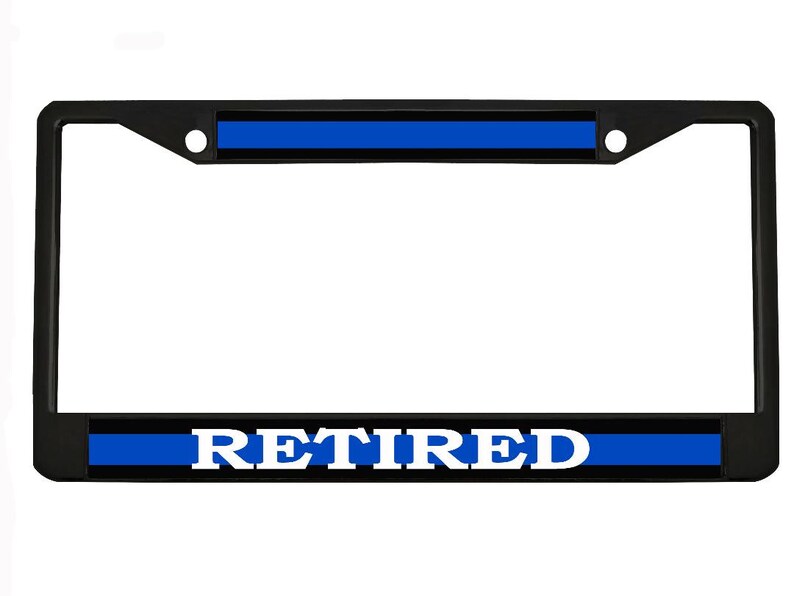 Retired Police Officer Thin Blue Lin Design Heavy Duty Metal Car ...